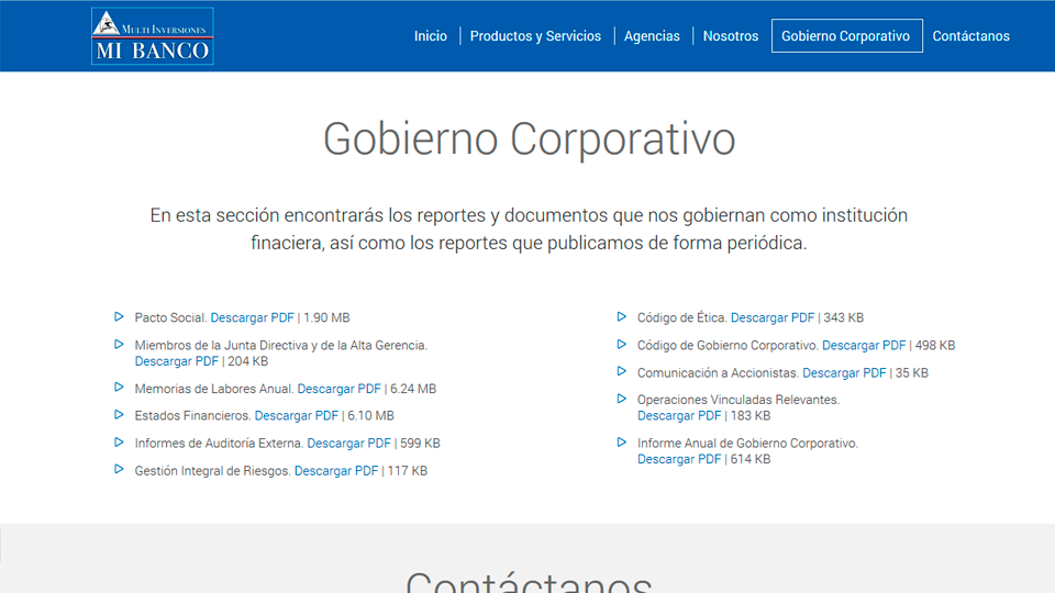 Landing page Mi Banco