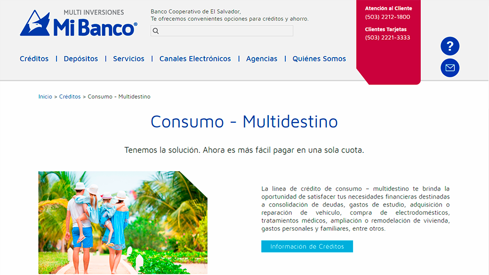 Sitio web Mi Banco